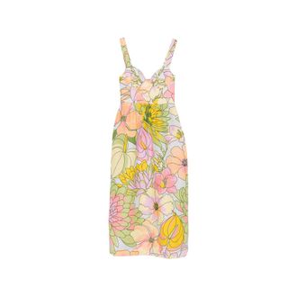Farm Rio Floral-print Sweetheart-neck Midi Dress