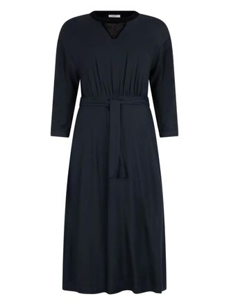 PESERICO robe mi-longue &agrave; taille ceintur&eacute;e - Bleu