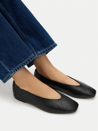 Calvin Klein Ballerinas Square Ballerina Aop Lth HW0HW02936 Schwarz