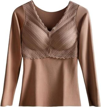 Generic sous Pull Femme Haut Thermique Femme sous Pull Thermique Femme Doux Glamour Top Thermique &Eacute;pais Col Rond Ajust&eacute; Manches Longues sous Couche Minceur po