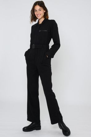 ThokkThokk ThokkThokk Damen vegan Jumpsuit Nadelstreifen Schwarz