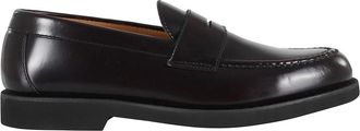 Sebago Homme, Chaussures, Rouge, Taille: 44 1/2 EU Mocassin en Cuir Brillant Noir avec Bout Carré