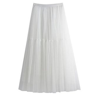 Generic Jupe longue en tulle pour femme - Taille élastique - Taille haute - Jupe longue - Couleur unie - Taille élastique - Jupe de princesse élégante - Robe 