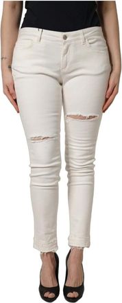 Dolce & Gabbana Femme, Jeans, Blanc, Taille: 42 FR Jean Skinny Effiloch&eacute; en Denim de Coton