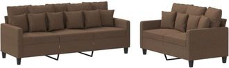 vidaXL 2-tlg. Sofagarnitur mit Kissen Braun Stoff vidaXL