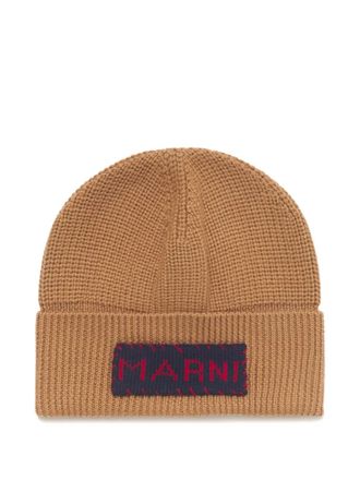 Marni bonnet &agrave; d&eacute;tail c&ocirc;tel&eacute; - Marron