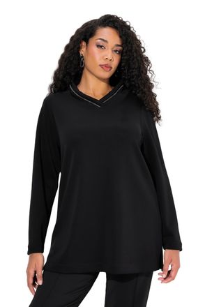 Ulla Popken Damen große Größen Übergrößen Plus Size Sweatshirt, Stehkragen, Classic, Zierkette, Langarm