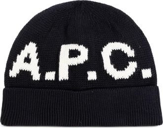 A.P.C. lettering knitted beanie - Schwarz