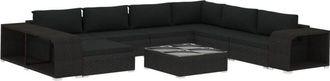 vidaXL Vidaxl - Salon de jardin 10 pcs avec coussins R&eacute;sine tress&eacute;e Noir