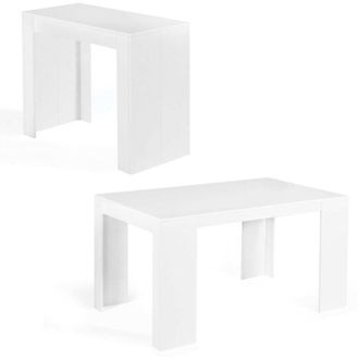 IDMarket Idmarket - Table console extensible orlando 6 personnes 140 cm bois blanc