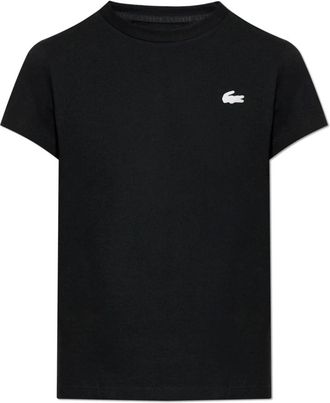 Lacoste Femme, Tops, Noir, Taille: 44 FR T-shirt avec &eacute;cusson logo
