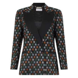 Philipp Plein Double Breasted Marine Fit Blazer Monogram Strass - - Jackets - Damen - Schwarzk - S