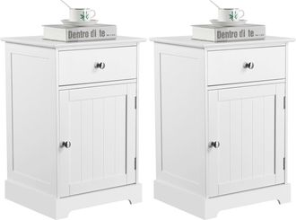 Yaheetech 2er Set Nachttisch Nachtkommode Nachtschrank mit Schublade und verstellbarem Einlegeboden Schlichter Beistelltisch Sofatisch für Schlafzimmer und Wohn