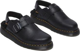 Dr. Martens Jorge II Mules à Bride arrière en Cuir doublé de Fausse Fourrure pour Femme, Noir, 8 Women/7 Men