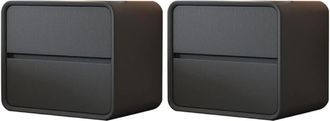 Generic Moderner Nachttisch Aus Leder Mit 2 Schubladen for Schlafzimmer, Wohnzimmer, Beistelltisch, 30 cm B X 48 cm H, Dunkelgrau(Dark Gray - 2 Piece Set,19.5