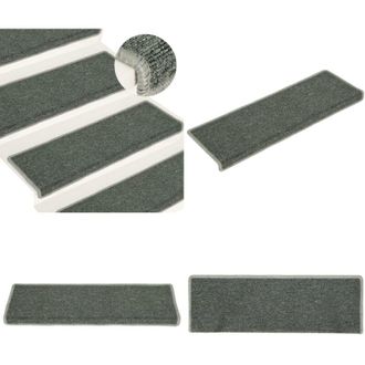 vidaXL Stufenmatten 15 Stk. 65x21x4 cm Gr&uuml;n - Stufenmatte - Treppenmatte - Treppenl&auml;ufer - Rutschfeste Matte - Dekorative Treppenmatte - Home & Living