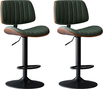 Generic 2er-Set Verstellbare, Drehbare Barhocker Aus Holz Mit Rückenlehne Und Fußstütze - Moderne Thekenstühle Aus Stoff Und Massivholz for Die Kücheninsel(Gr