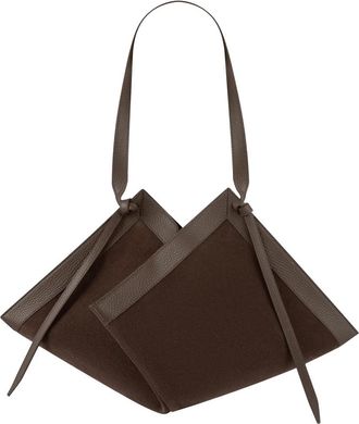 Yuzefi Womens Shoulder Bag Wonton Suede Brown