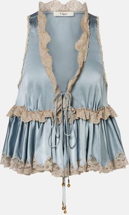 Chlo&eacute; Chlo&eacute; Top en soie &agrave; dentelle