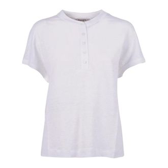 KANGRA Serafino in Jersey di Lino con Bottoni - - Tops - Damen - Wei&szlig; - M