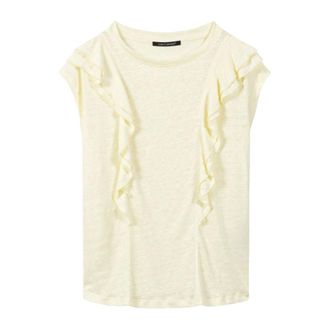 Luisa Cerano Femme, Tops, Jaune, Taille: 38 FR T-shirt en lin avec volants