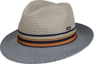LIPODO Chapeau en Paille Corinaldo Bogart Homme - Made in Italy de Soleil avec Ruban Gros Grain Ete Printemps-ete - M (56-57 cm) Gris