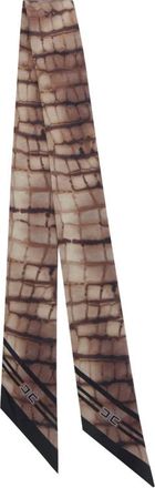 Elisabetta Franchi Femme, Accessoires, Brun, Taille: ONE Size Foulard Bandeau en Twill de Soie