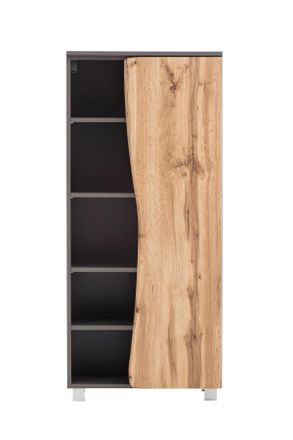 Xora Midischrank Bogen, Graphit, Holzwerkstoff, 8 Fächer, 60x130x35 cm, Made in Germany, Typenauswahl, hängend, stehend, Badezimmer