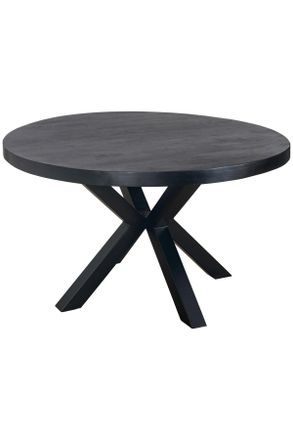 MID.YOU Mid.you Esstisch, Schwarz, Holz, Metall, Mangoholz, Holz, rund, 130x76x130 cm, Esszimmer, Tische, Esstische, Esstische rund