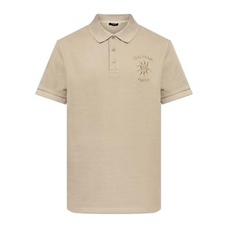 Balmain Polohemd mit gesticktem Logo - - Tops - Herren - Beige - S