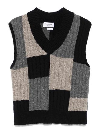 Thom Browne Pull &Agrave; Col V - Bleu Fonc&eacute;