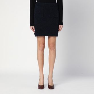 Bottega Veneta Marineblauer Minirock aus Boucl&eacute;-Wollgemisch
