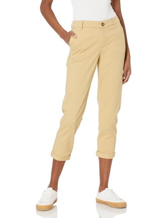Amazon Essentials Damen Khakifarbene, Dehnbare, Slim-Fit-Anzughose Mit Mittelhohem Bund (In Übergröße Erhältlich), Khakibraun, 34