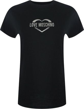 Moschino T-shirt Mit Gl&auml;nzendem Herzlogo, Schwarz
