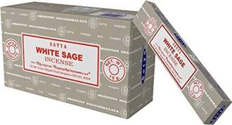 Satya Jewelry Nag Champa White Sage incense sticks-12packs x 15grams by Satya