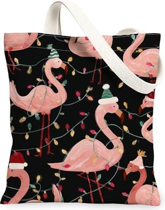 Generic Sacs fourre-tout en toile motif oiseau tropical, sacs d&eacute;picerie r&eacute;utilisables, amusants pour lhiver, l&eacute;gers et lavables avec bandouli&egrave;re, p&ecirc;che, 13x15