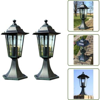 vidaXL Lampes de jardin 2 pcs Vert fonc&eacute;/Noir Aluminium - Lumieres Exterieures - Lampadaire Jardin - &Eacute;clairage Jardin - Luminaire Ext&eacute;rieur - D&eacute;coration