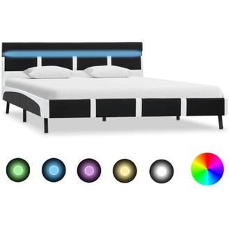 vidaXL Bett mit LED-Beleuchtung ohne Matratze Schwarz 120x200 cm Vidaxl