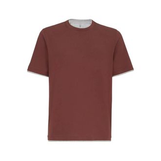 Brunello Cucinelli T-Shirt mit Fake-Layering-Effekt - - Tops - Herren - Braun - 3XL