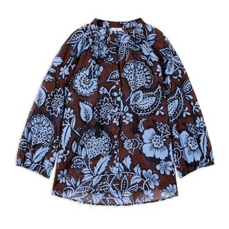 Oltre Baumwollhemd mit Muster - - Blouses & Shirts - Damen - Braun - S/M