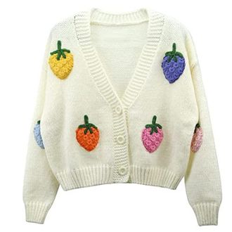 Generic Cardigan arc-en-ciel &agrave; manches longues pour femme, coupe d&eacute;contract&eacute;e, v&ecirc;tement dext&eacute;rieur color&eacute; en crochet pour lautomne et lhiver, taille unique po
