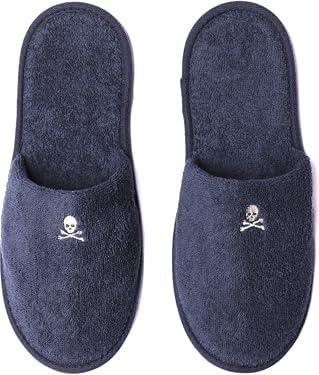 Scalpers Home Chaussons unis avec logo brodé 100% coton, bleu marine, 33/38 EU