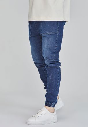 Siksilk Herren Blaue Denim-Jogginghosen S