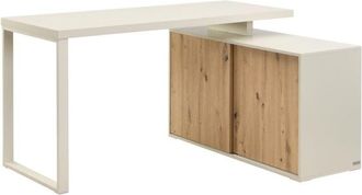 Vente-Unique Bureau dangle avec rangements - MDF - Beige et naturel - LONAMI