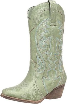 Generic Bottes de cowboy pour femme - Genou - Pointe haute - Talon &eacute;pais - Bottes longues l&eacute;g&egrave;res - Pour lext&eacute;rieur - Bottes de transition l&eacute;g&egrave;res - Pour laut