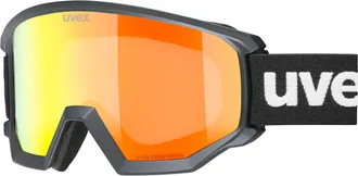 Uvex athletic CV - kontrastverst&auml;rkende Skibrille mit Anti-Fog-Beschichtung im kantigen Retro-Design f&uuml;r Damen und Herren - black matt/orange-green - one s