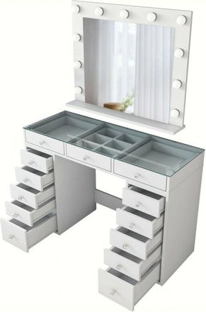 Dmora Kommode Alkarb, 13 Schubladen, 44,5x120x79,8h cm Wei&szlig;