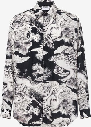 Moschino Chemise en popeline de coton l&eacute;g&egrave;re Goose - Noir