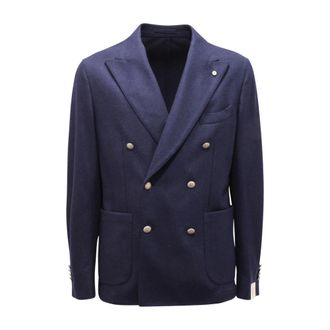 L.B.M. 1911 Wollmischung Doppelreiher Jacke Blau - - Jackets - Herren - Blau - XL