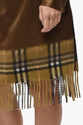 Burberry Satin Midi Skirt with Scarf Detail in Tartan Pattern Burberry
